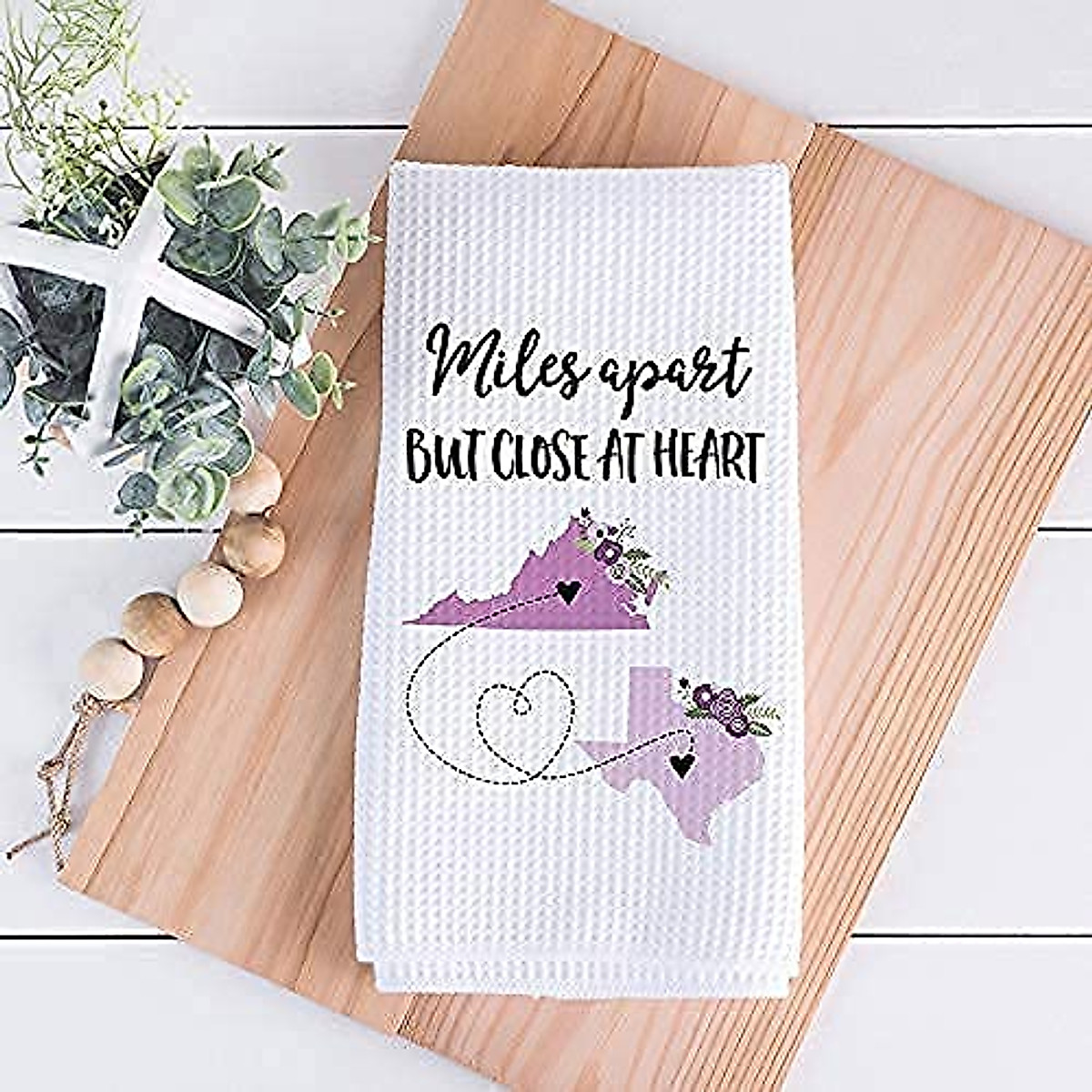 Long Distance Kitchen Towel | Two State Mother Daughter | Gift For Friend | Gift For Her | Mother Present | Mothers Day Gift | Long Distance Map Gift | Unique Sister Gift | Gift for Daughter