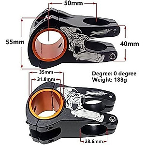 ZECHAO Mountain Road Bike Stem,50mm 31.8/35mm Handlebar Stem Bike Riser Mountain AM XC DH Stem Bike Stem Off Road Riser Bike Stem (Color : Red, Size : 31.8 * 50mm)