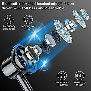 EEAABBR Wireless Neckband Headphones with TF Card Slot 100 Hours Playtime The Neck Bluetooth Headset USB-C Fast Charging Built-in Noise Cancelling Mic Neckband Earbuds,for Sports,Trave,E-Books