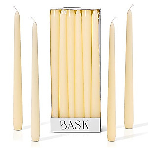 Ivory Taper Candles - Unscented Dripless Long Candles Bulk - Candle Sticks Long Burning 8 Hours - For Candlesticks, Dinner Table, Vigil, Advent, Christmas, Thanksgiving, Kwanzaa - 12 Pack,10 Inch Tall