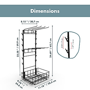 DS THE DISPLAY STORE Retail Display Rack, 12 Clips & 8 Peg Hooks Matte Black Countertop Snack Stand Organizer For Retail Store Supplies, Merchandise & Snack Display Stand, 9.76x11.18x23.58