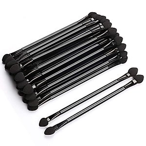 Professional Double Head Eyeshadow Brushes Cosmetic Tool - TygoMall 30 Pcs Disposable Dual Sides Eyeshadow Sponge Brushes Makeup Applicator, with 12 cm Long Handle, Black