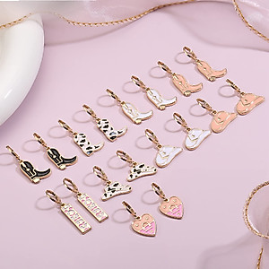 ZELORES 9 Pairs Cowboy Cowgirl Boot Earrings Cute Western Drop Dangle Earrings Enamel Pink Black Howdy Cowboy Hat Earrings for Women (Set1)