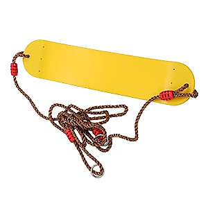 BORDSTRACT Kids Swing, Swing Seat for Toddler Outdoor with 2.08yd Rope, Swing Set Accessories Replacement with Yellow Seat and Snap Hooks for Outdoor Play Playground Swing, Trees, Swing Set