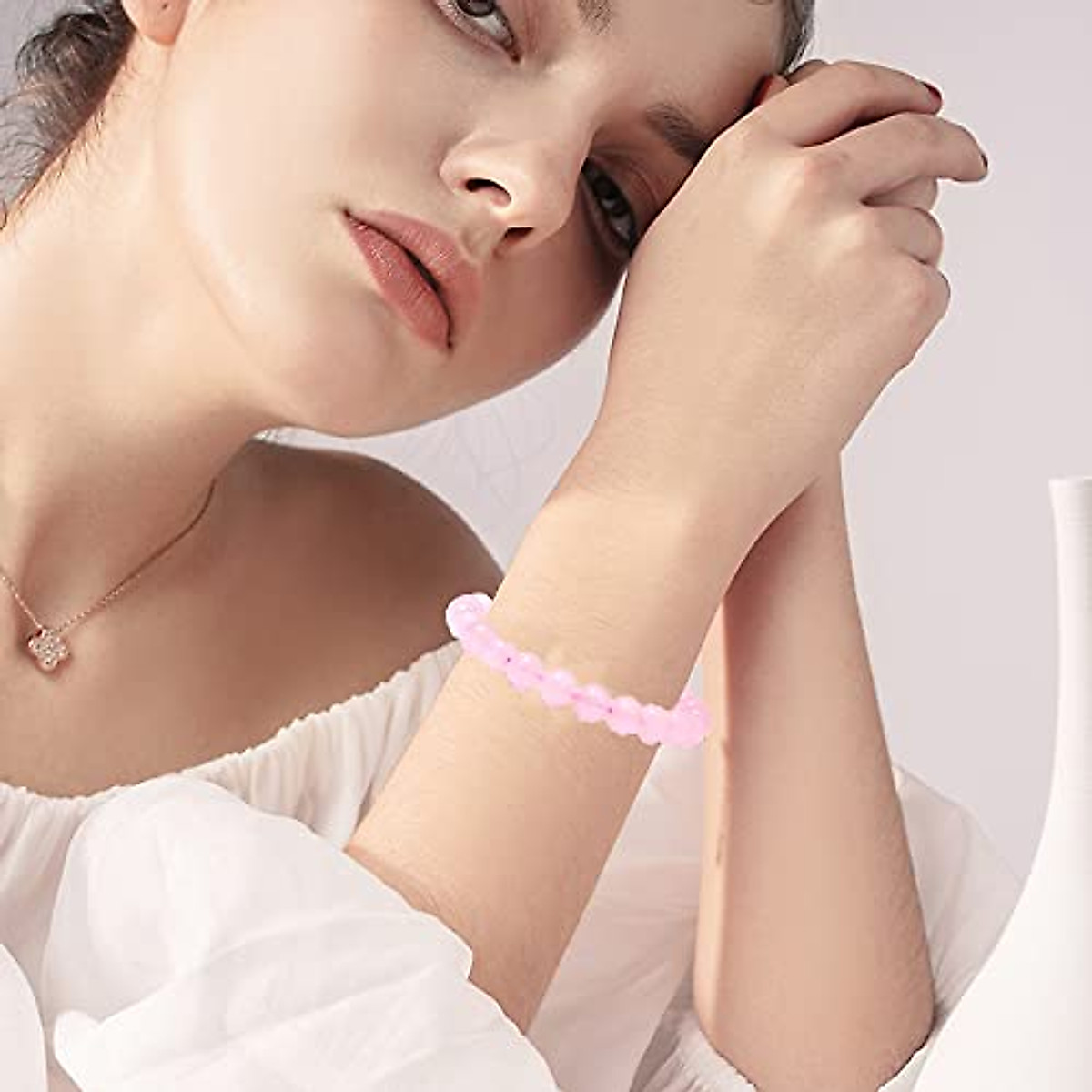 SONNYX 3Pcs 8mm Semi-Precious Gemstones Beaded Bracelets for Women Men Healing Crystal Stone Bracelet Stretch Round Beaded Elastic Bracelets Unisex Jewelry Gifts(red)