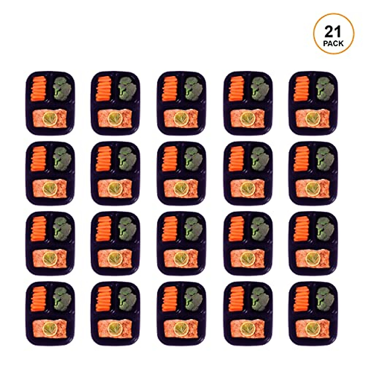 Freshware Meal Prep Containers [25 Pack] 3 Compartment with Lids, Food Storage Containers, Bento Box, Stackable, Microwave/Dishwasher Safe (32 oz)