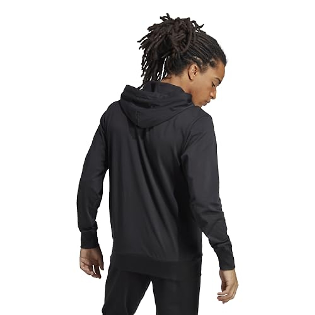adidas Men's Essentials Logo Hoodie Legacy, Black/White/Black, Medium