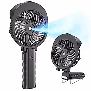 Portable Misting Fan, 55ML Large Water Tank Personal Handheld Mister Fan, Rechargeable Battery Operated Fan with Spray Mist Fan, 180° Foldable, 3 Speeds, for Home, Office, Outdoor, Disney, Travel