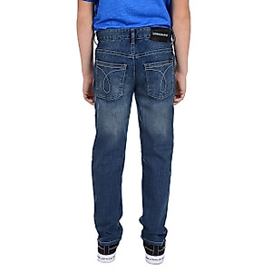 Calvin Klein Boys' Skinny Fit Stretch Denim Jeans, 5-Pocket Style, Zipper Fly & Button Closure, Authentic, 14