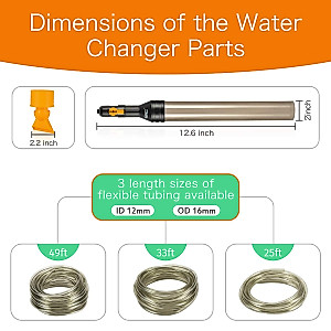 hygger Upgrade Aquarium Water Changer Kit, Semi-Automatic Fish Tank Gravel Cleaner, with 25 FT Water Hose, Flow Control Valve