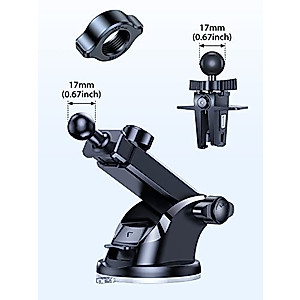 VICSEED Nut Thicked Sturdy Won't Break, Fit for Car Phone Holder Mount 17mm Ball Head (2pcs)