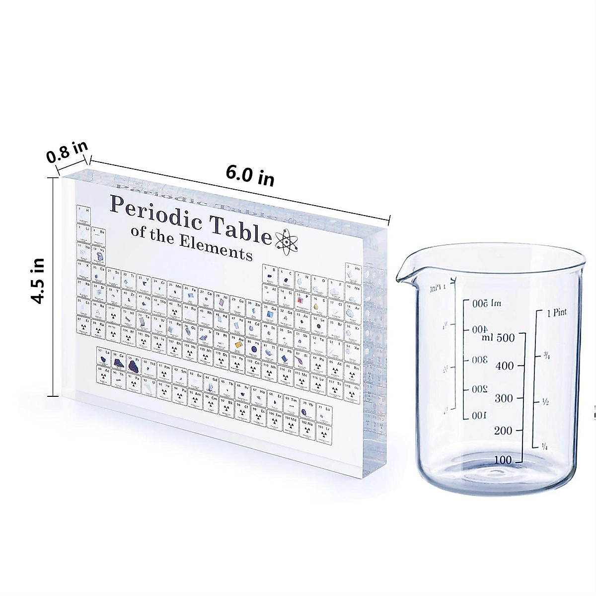 Periodic Table with Real Elements Inside, 6.7" Suitable Size for Reading and Holding, Clear Acrylic Periodic Table with Elements Samples