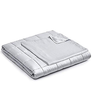 YnM Weighted Blanket with Bamboo Duvet Bundle | 48''x72'' 12lbs, Suit for One Person(~110lb) Use on Twin/Full Bed | Light Grey