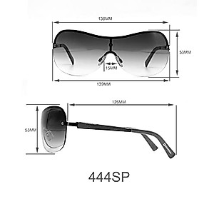 SOUTHPOLE Women's 444SP Vintage 90s Metal Shield Rectangular Sunglasses (139mm) -UV400 Protection, Trendy Gift, Silver & Grey, 139 mm