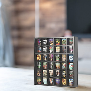 Black Shot Glass Display Case 36 Slots Minifigures Thimble Collection Display Rack 17.25" H X x 15.75" W - No Door (for All Short Shot Glasses)