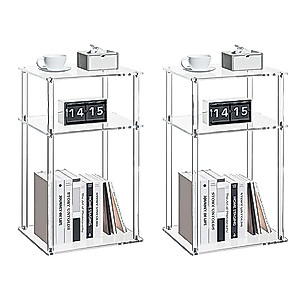 Cuguords Clear Acrylic Side Table for Small Spaces, Acrylic Nightstand for Bedroom Set of 2, 3 Tire Coffee/End Table for Living Room, Bedside Table, Acrylic Furniture 13.9" L X 11.5" W X 22"