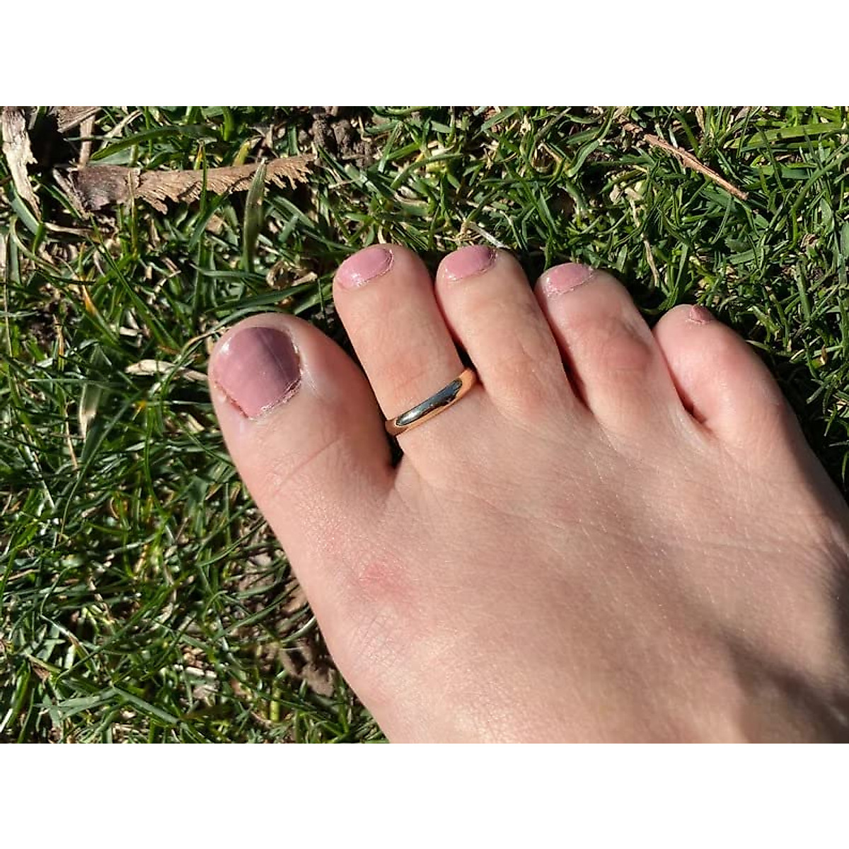 Jewelryweb - Solid 14k Yellow Gold 3mm Classic Polished Adjustable Toe Ring - Toe Ring for Woman - Non Tarnish Toe Ring - Solid Gold Boho Toe Ring