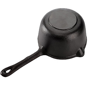 Cedilis 1 Quart Cast Iron Basting Pot with Handle, Heavy Duty Construction Sauce Pot for Grilling and Oven, Black