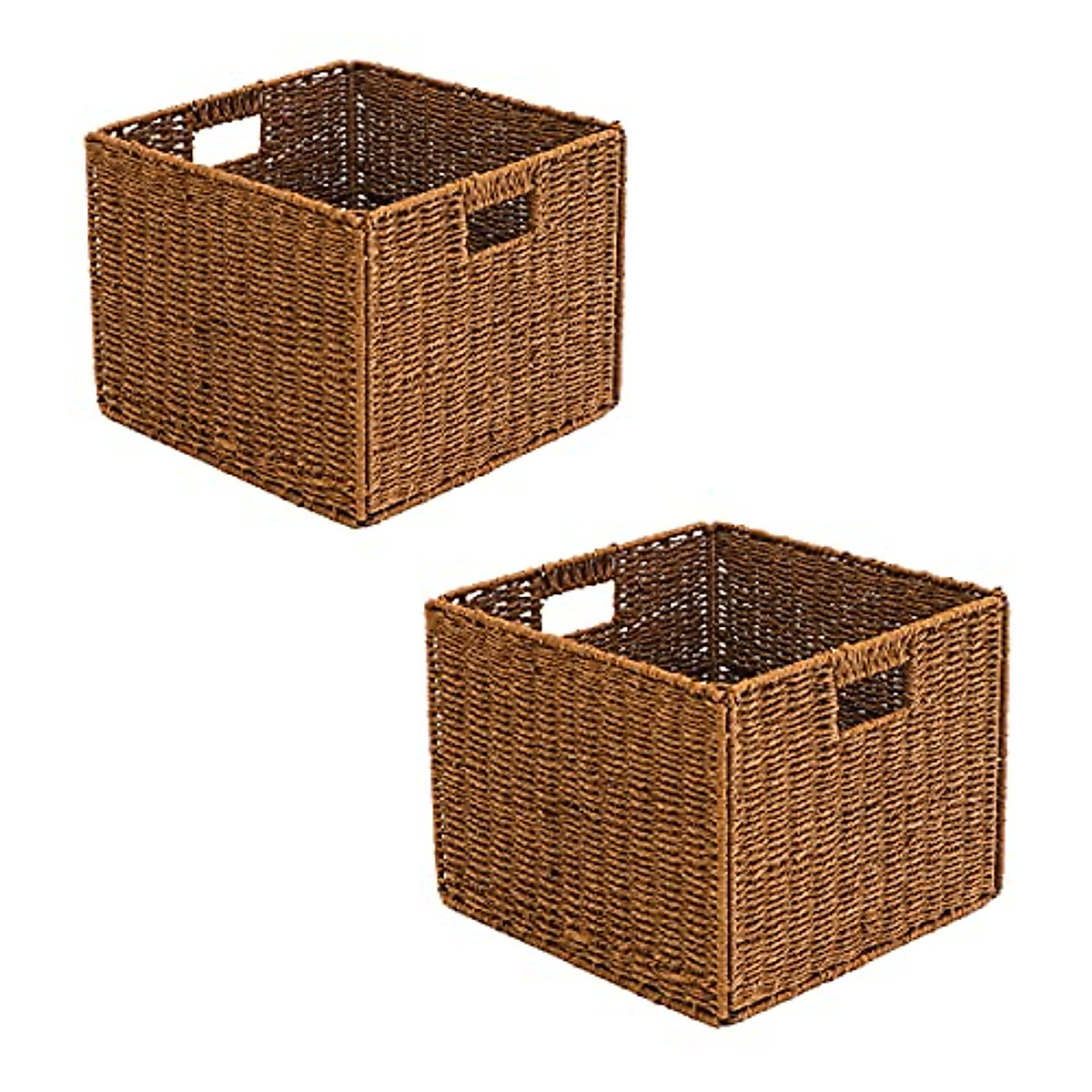 Foldable Storage Basket with Iron Wire Frame By Trademark Innovations (Set of 2)