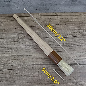 EIKS 2 Sets Natural Bristles Pastry Brushes with Wooden Handle for Basting Spreading Butter Oil Barbecue Baking Kitchen Cooking
