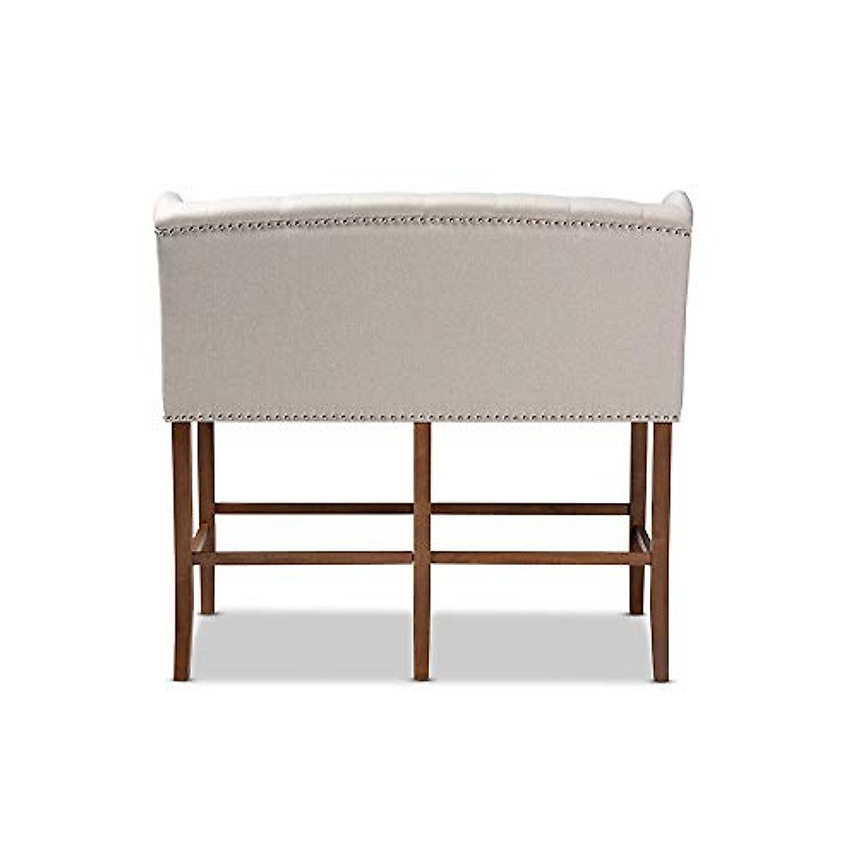 Baxton Studio Alira Beige Upholstered Walnut Finished Bar Stool Bench