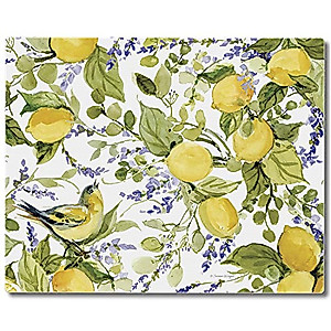 CounterArt Watercolor Lemons 3mm Heat Tolerant Tempered Glass Cutting Board 15” x 12” Manufactured in the USA Dishwasher Safe