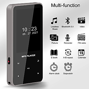 Portable Bluetooth MP3 Player with Clip - Wireless Mini Digital Hifi Lossless sound Music Players with 2.4 '' screen, Wearable Small Black Walkman Audio player with 32GB Memory for Sport and Running