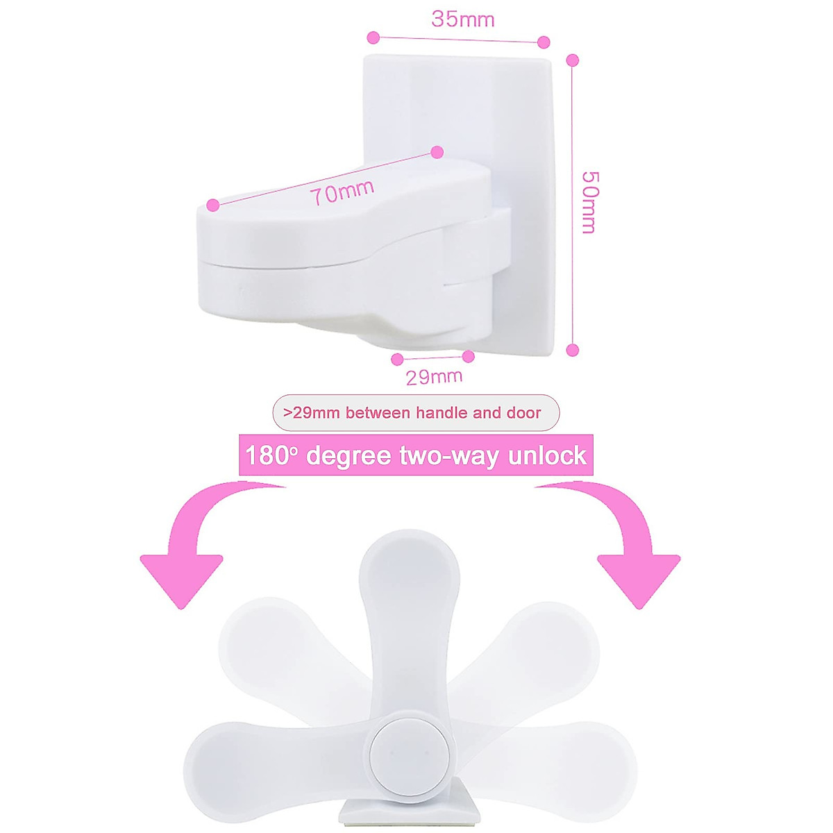 Platinray Door Knob Handle Child Proof,3M Adhesive Door Lever Lock Child Proof for Kids&Pets, Non-Destructive Removal Child Locks for Door, Faucet, and Cabinets