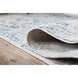 Unique Loom Paris Collection Pastel Tones Traditional Distressed Blue Runner Rug (2' 7 x 10' 0)