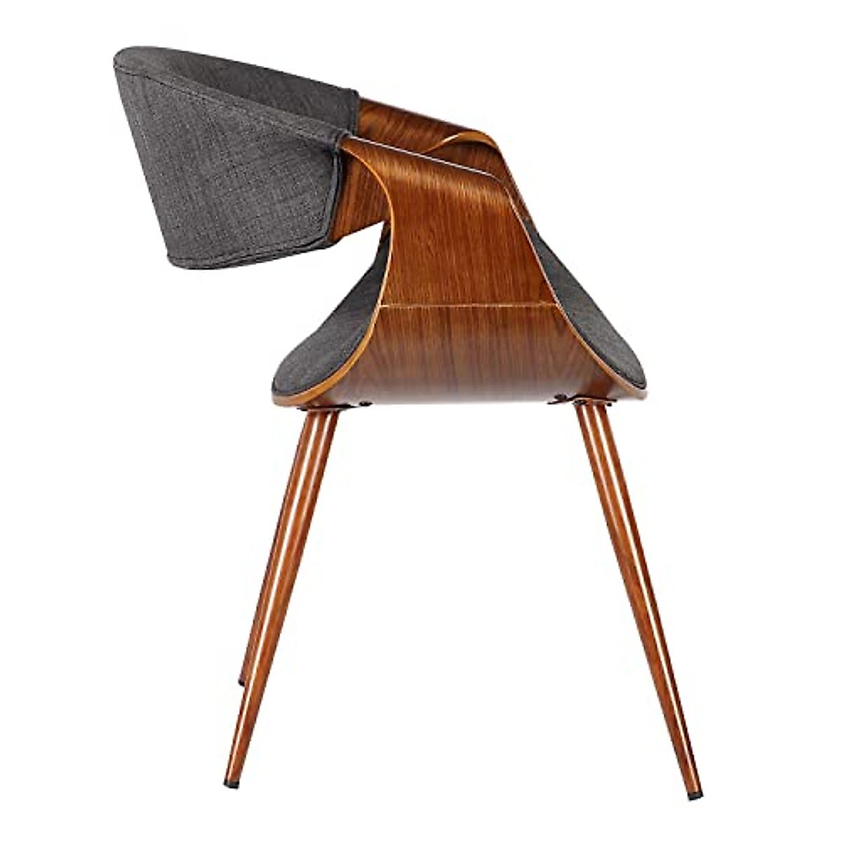 Armen Living Butterfly Dining Chair in Charcoal Fabric and Walnut Wood Finish 22D x 21W x 29H in
