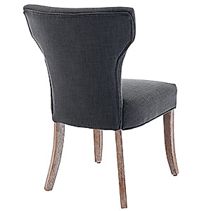 RIVOVA Linen Dining Chairs Set of 4, Modern Dining Chair with Wood Legs Upholstered Kitchen Dining Chairs, Charcoal