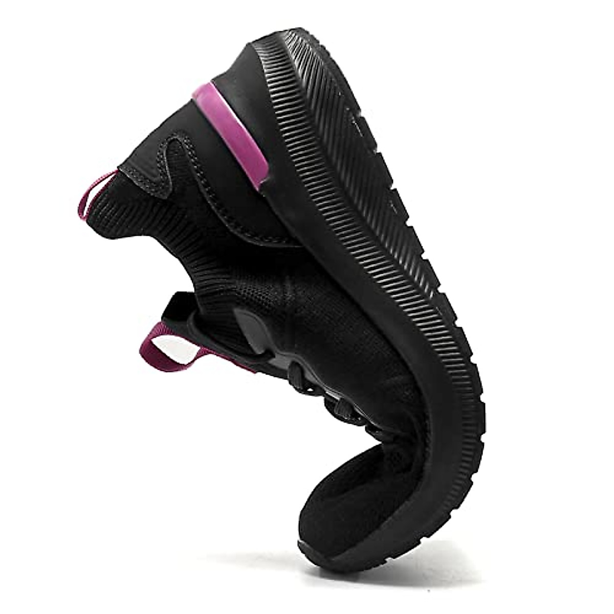 ANJOUFEMME Fashion Wedge Sneakers for Women - Comfortable Slip on Sneakers for Women Tennis Shoes Womens Breathable Walking Shoes PGYDX03W-171-FN-BLACK-6.5