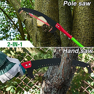 Scalebeard Manual Pole Saw,7.8-26 Ft Extendable Pole Saws for Tree Trimming with Sharp Steel Blade,Lightweight & High Strength Pole Pruner for High Reach Trimming,Palm Tree Maintenance(Bags Included)