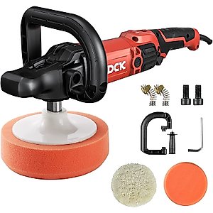 DCK Buffer Polisher, 7-Inch Buffer Waxer, 8 Variable Speeds 600-3500 RPM, Detachable Handle, Soft Start, Ideal polisher for Polishing Car/Boats, Marble Waxing, 2 Sponge Pads & 1 Wool Pad (KSP05-180)