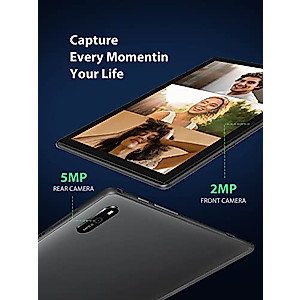 YUMKEM 10 inch Octa Core Tablet, 4GB RAM 64GB Storage, Android Tablet with Keyboard and Tablet Case, 10.1” IPS HD Display, Android OS, 6000 mAh Battery, Bluetooth, 5G Wi-Fi, GPS, FM, Dark Grey