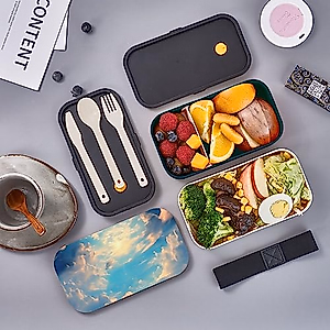 Cloudy Sky Adult Lunch Box, Bento Box, With Cutlery Set Of 3, 2 Compartments, Rectangular, Lunch Box For Adults