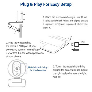 NexiGo N680E 1080P Webcam with Ring Light, Privacy Cover and Dual Microphone, Advanced Auto-Focus, Adjustable Brightness, Streaming Web Camera for Zoom Skype Facetime, PC Mac Laptop Desktop