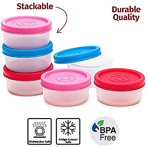 Condiment Cups Containers with Lids- 6 pk. 1.3 oz.Salad Dressing Container to go Small Food Storage Containers with Lids- Sauce Cups Leak proof Reusable Plastic BPA free for Lunch Box Picnic Travel