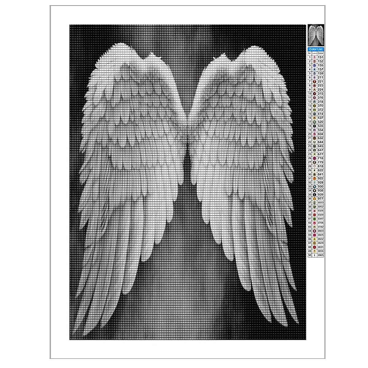 Treff Angel Wings 5D Beginner Diamond Art Set, DIY Painting Home Wall Decoration Jewel Art Gift, 12x16 inches