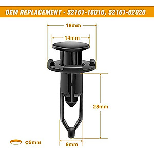 GOOACC 100PCS 6.5mm 7mm 9mm Compatible with Toyota Push Type Retainer 90467-10183,Engine Under Cover Push-Type Retainer for Lexus&Toyota Clips 90467-07201,for Toyota 52161-02020 Bonus Fastener Remover