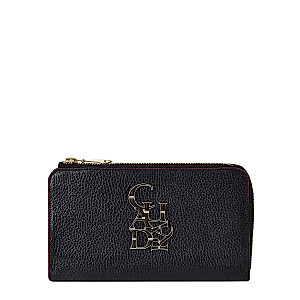 Cuadra women's wallet in genuine leather with zipper black, BD222RS