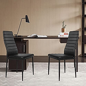 Giantex Set of 4 Dining Chairs, Upholstered Dining Side Chairs with Stain-Proof PVC Leather, Non-Slip Footpads,Easy to Clean and Assemble, High Back Black Kitchen Dining Chairs