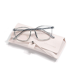 FONHCOO Blue Light Blocking Glasses Fashion Round TR90 Frame Transparent Eyewear Anti UV Blu-Ray Computer Glasses for Women Men (Grey)