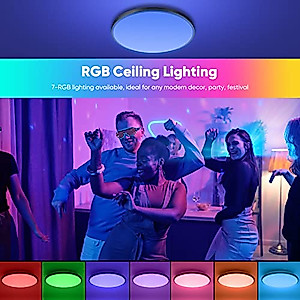 VSATEN Flush Mount Ceiling Light Fixture, 12 inch 24W Round LED Ceiling Light Fixtures Remote Control for Bedroom Kitchen Dinning Room Hallway Light