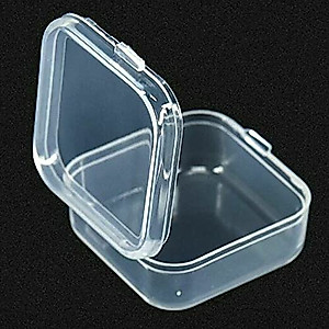 10Pcs Clear Small Plastic Containers Transparent Storage Box with Hinged Lid for Jewelry Earplugs (3.5x3.5x1.5CM)