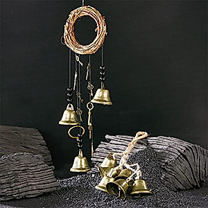 Witch Bells 2 Pieces Door Knob Hanger Witchcraft Decor Wind Chimes Positive Energy Decor Magic Home Protection Bells Handmade Clear Negative Energy Witch Door Knocker for Boho Decor (Classic Style)