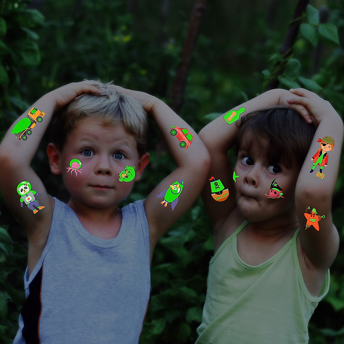 JCFIRE Temporary Tattoo for Kids | Glow in Dark Party Favors, Luminous Kids Tattoos temporary for Boys and Girls, Glow Party Accessories Tattoo Stickers | Party Supplies Birthday Gifts for Children