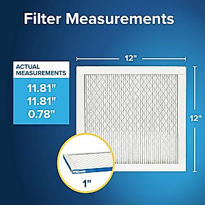 Filtrete 12x12x1 AC Furnace Air Filter, MERV 13, MPR 1900, Premium Allergen, Bacteria & Virus Filter, 3-Month Pleated 1-Inch Electrostatic Air Cleaning Filter, 2-Pack (Actual Size 11.81x11.81x0.78 in)