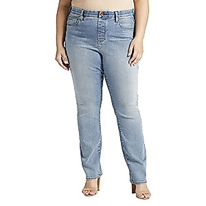 JAG Jeans Women's Plus Size Valentina High Rise Straight Leg Pull-On Jeans-Legacy, Beachside, 18