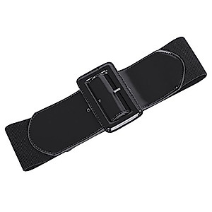 GRACE KARIN Women's Stretchy Belt 1950s 3 Inch Wide Elastic Belts Black M